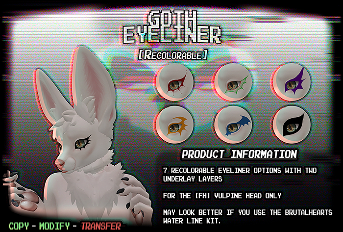 Second Life Marketplace - [Vulpine Recolorable Goth Eyeliner]